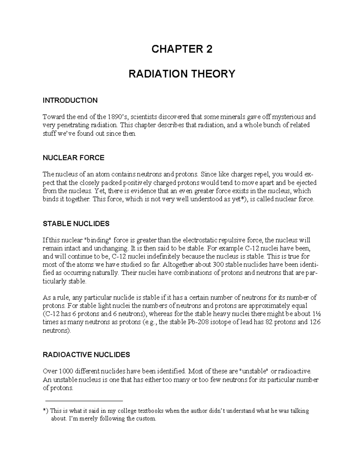 CHAPTER 2 RADIATION THEORY: Understanding Nuclear Forces and Decay - Studocu