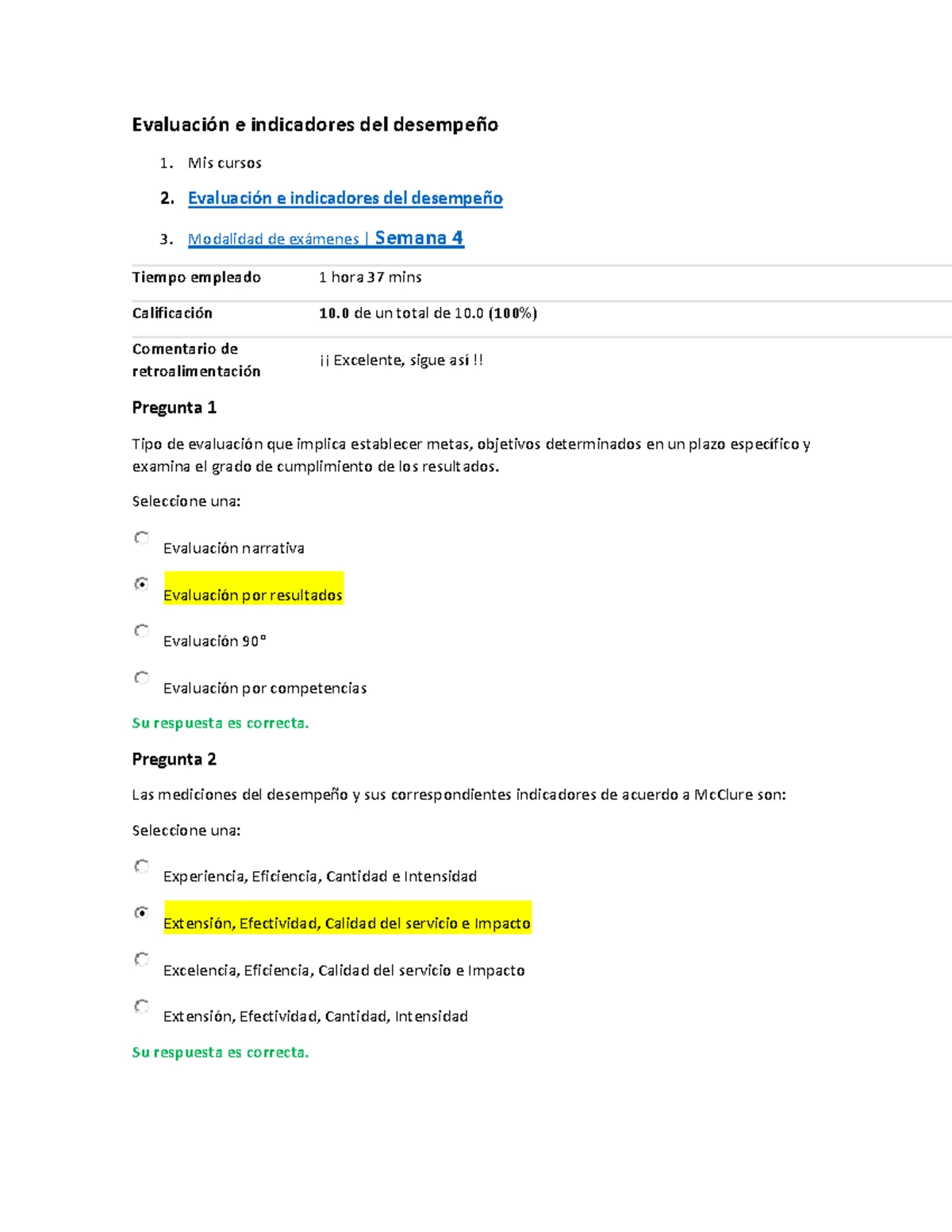 Evaluación e indicadores del desempeño - exmn 02 sem 04 - Evaluación e indicadores del desempeño ...