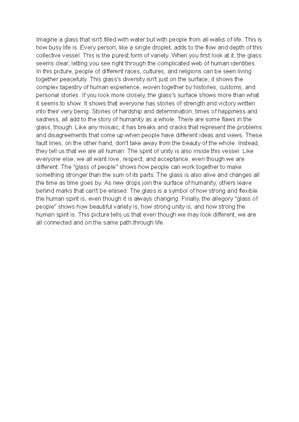 Glass - Random ESSAY FOR EVERYONE - Imagine a glass that isn't filled ...