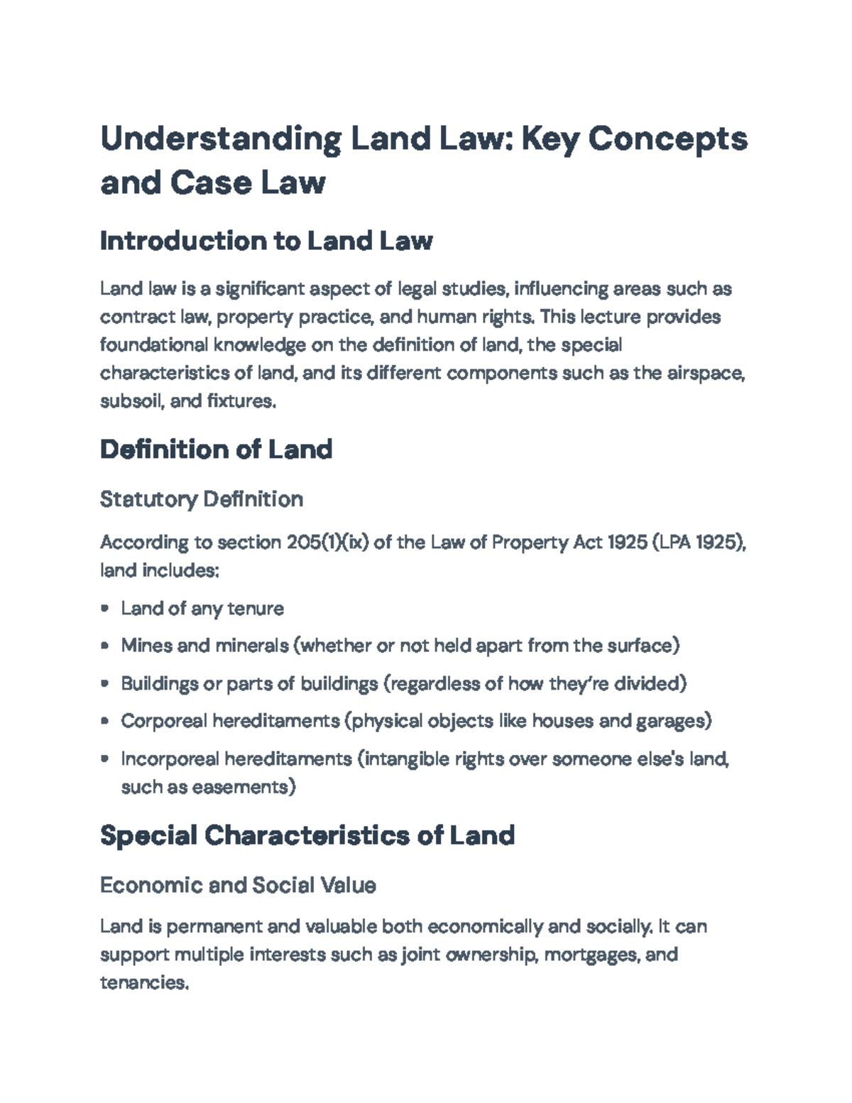 Understanding Land Law: Key Concepts and Case Studies (LAW 101 ...