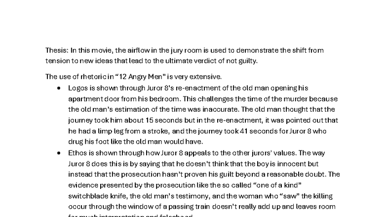 12 Angry Men (ENG 101) Rhetorical Analysis Outline: Tension to Verdict ...