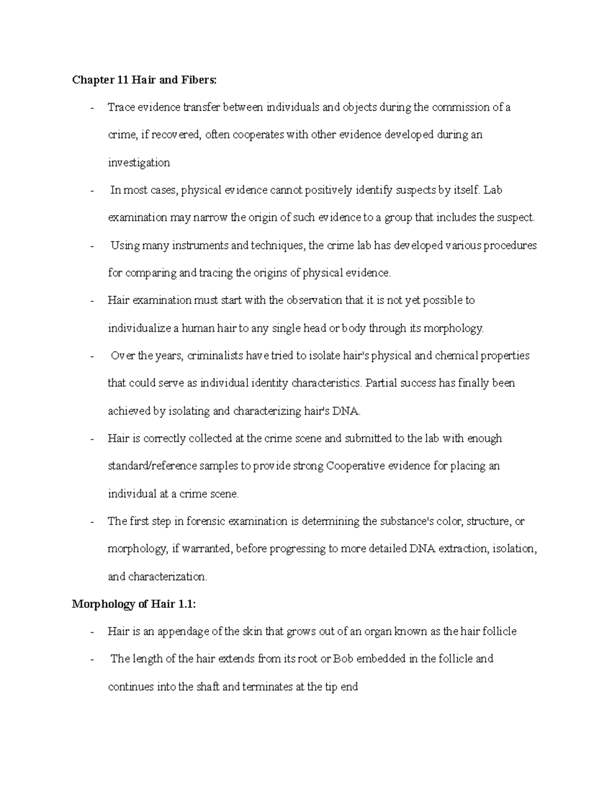 Chapter 11: Hair and Fibers - Forensic Evidence in Criminal ...