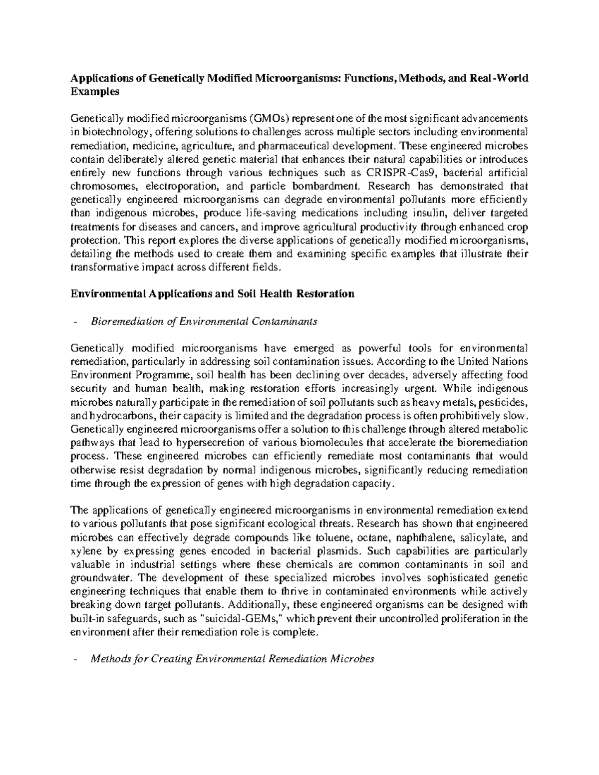Applications of GM Microorganisms: Functions, Methods & Examples - Studocu