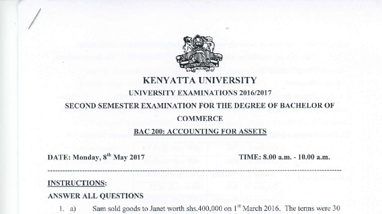 BAC 200: Accounting for Assets - Sample Revision Paper - Studocu