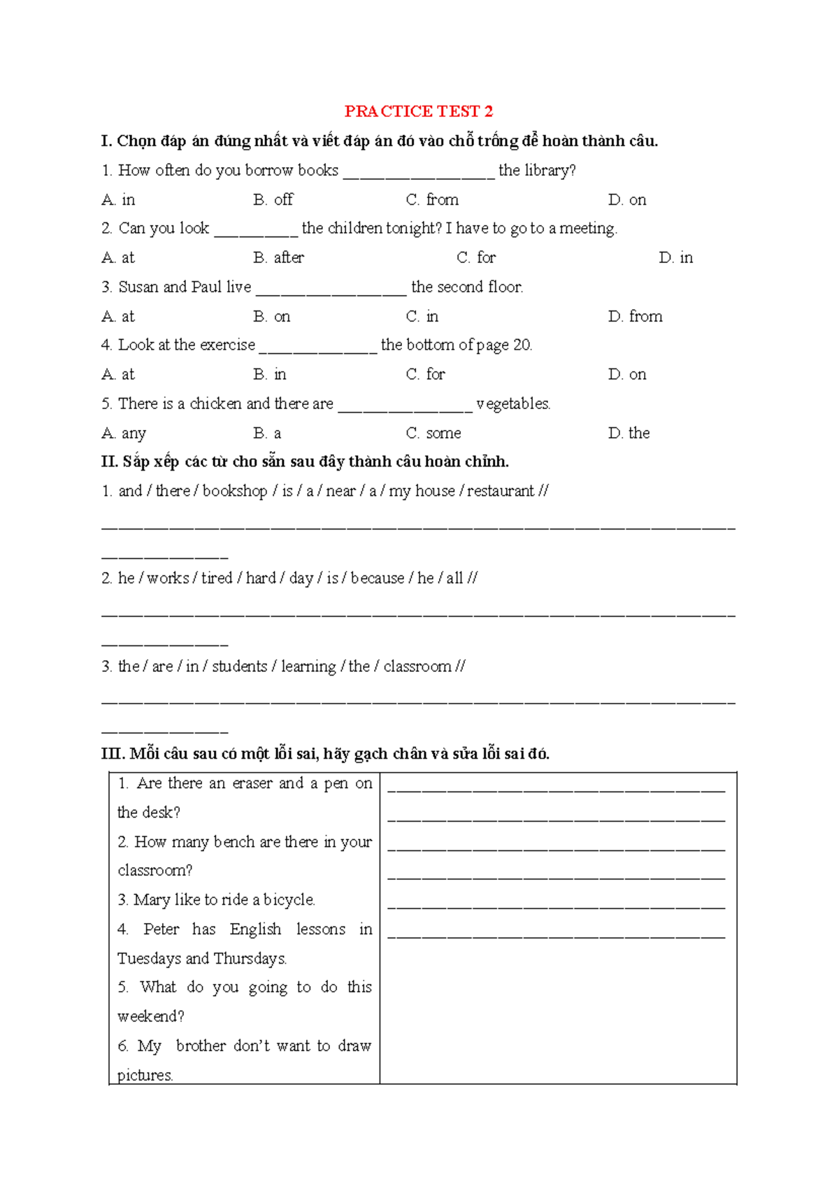 Practice Test 2 - SDSADASDSA: English Language Exercises - Studocu