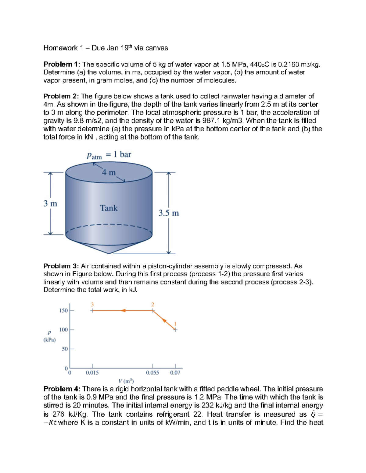 Homework 1: Thermodynamics Problems and Solutions - Studocu