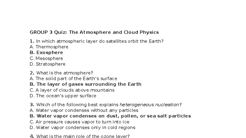 GROUP 3 Quiz: Understanding Atmosphere & Cloud Physics - Studocu