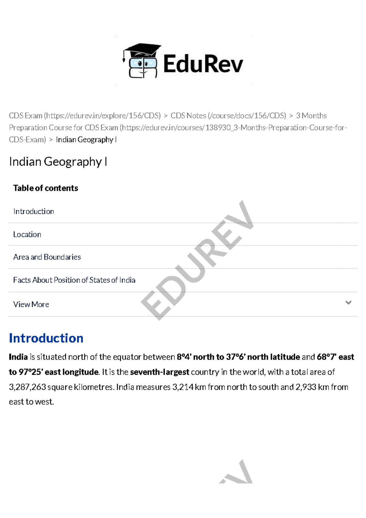 Indian Geography I - 3-Month Prep for CDS Exam Notes - Studocu