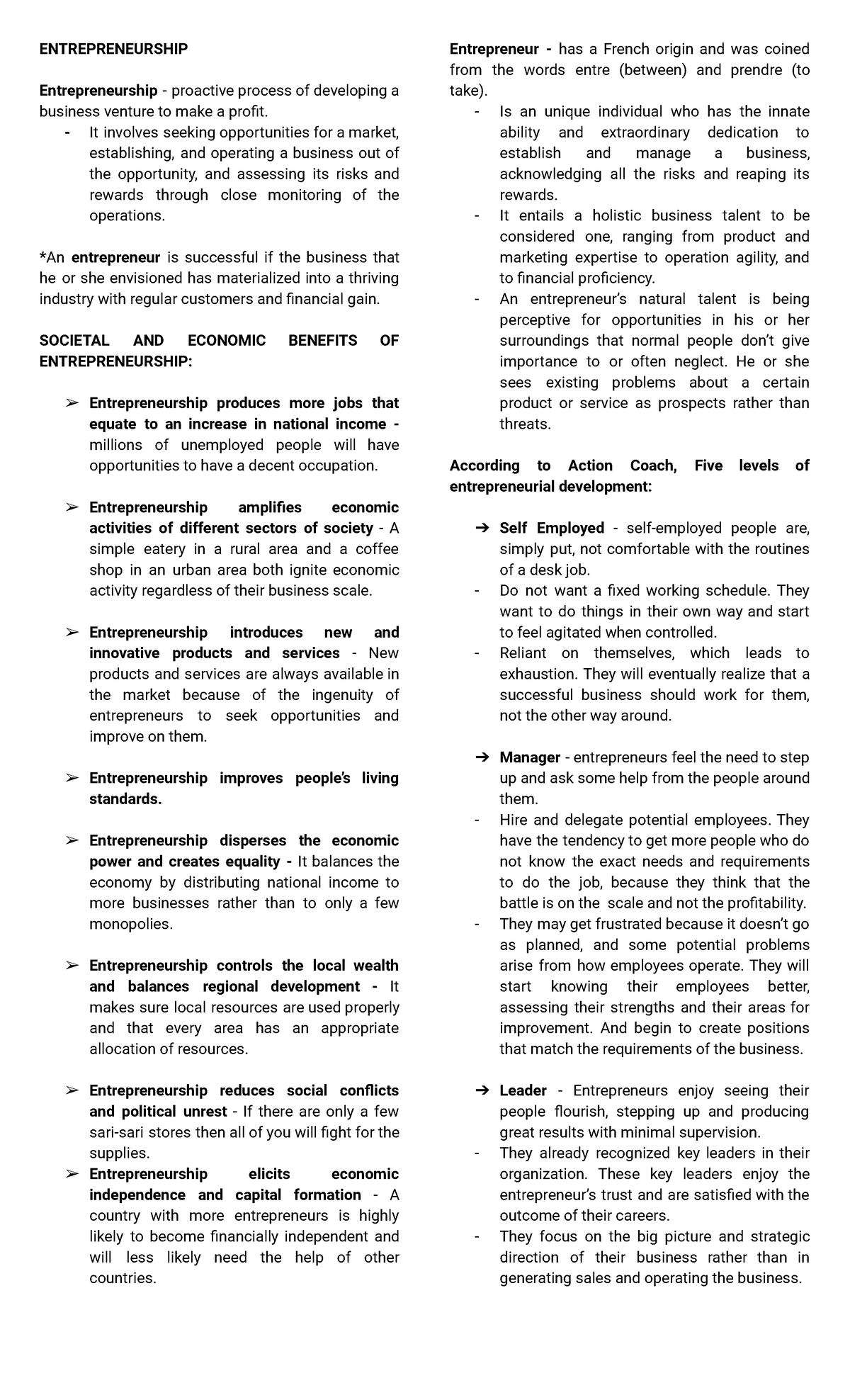 Grade 12 Entrepreneurship Lecture Notes - ENTREPRENEURSHIP ...