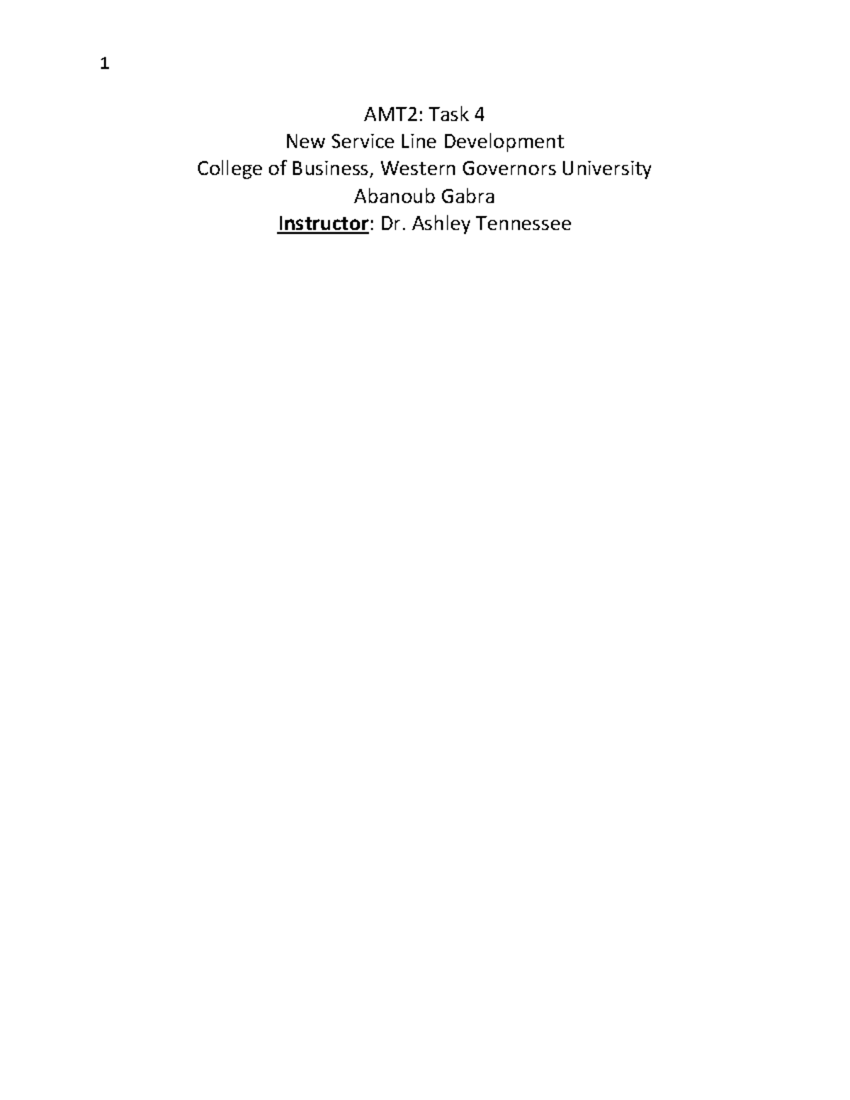 AMT2 Task 4 - New Service Line Development for Orthopedic Surgery - Studocu