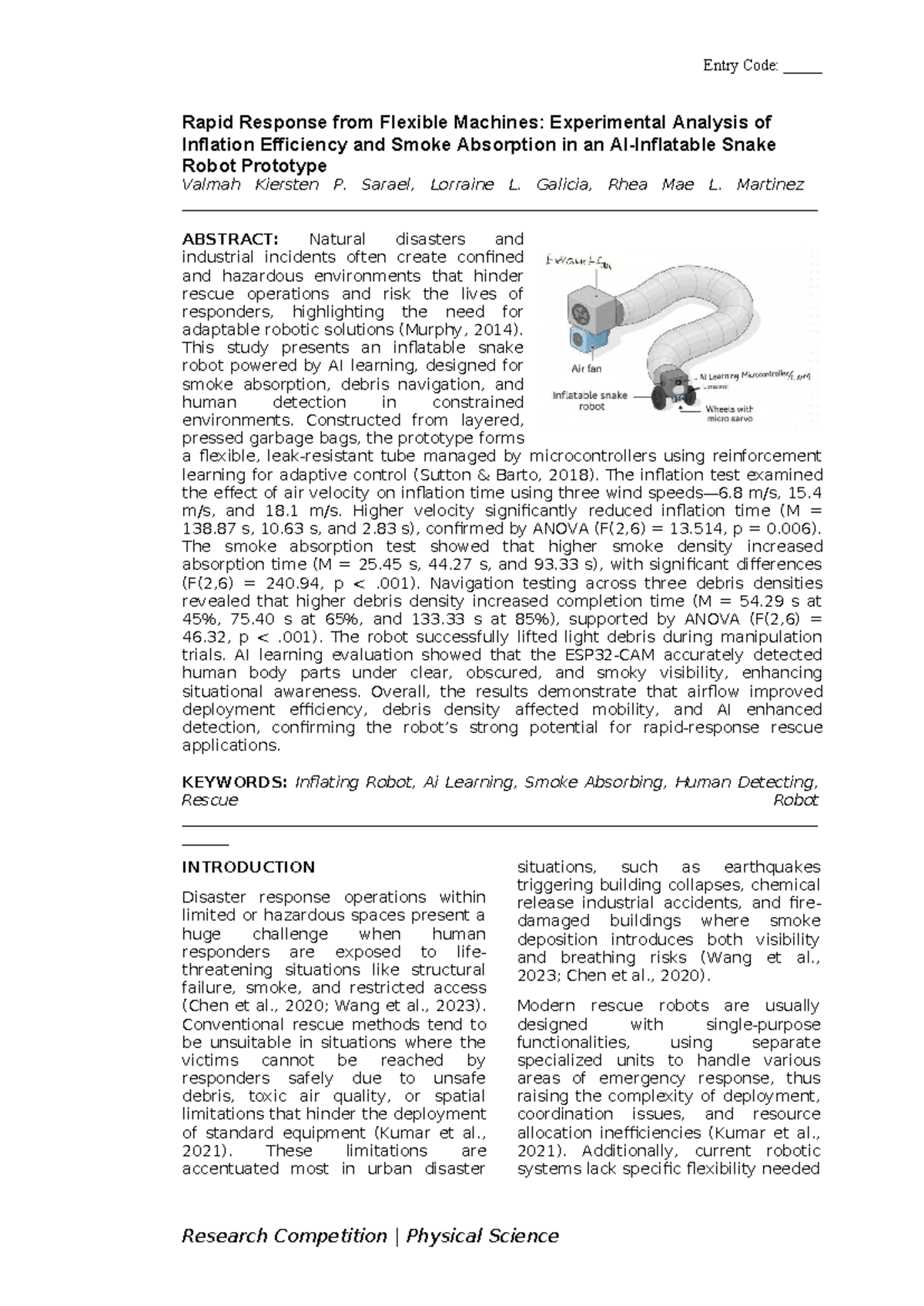 Entry Code: Experimental Analysis of Inflation Efficiency and Smoke ...