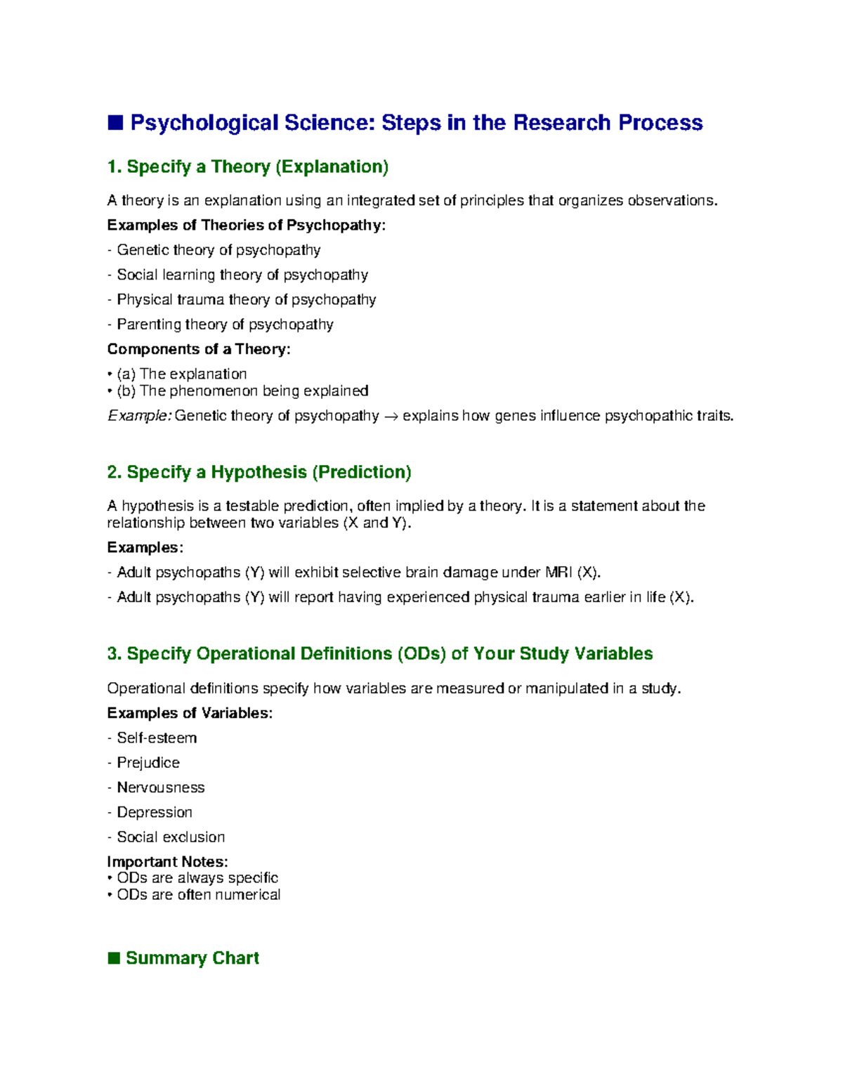 Psychological Science: Research Process in Theories & Hypotheses - Studocu