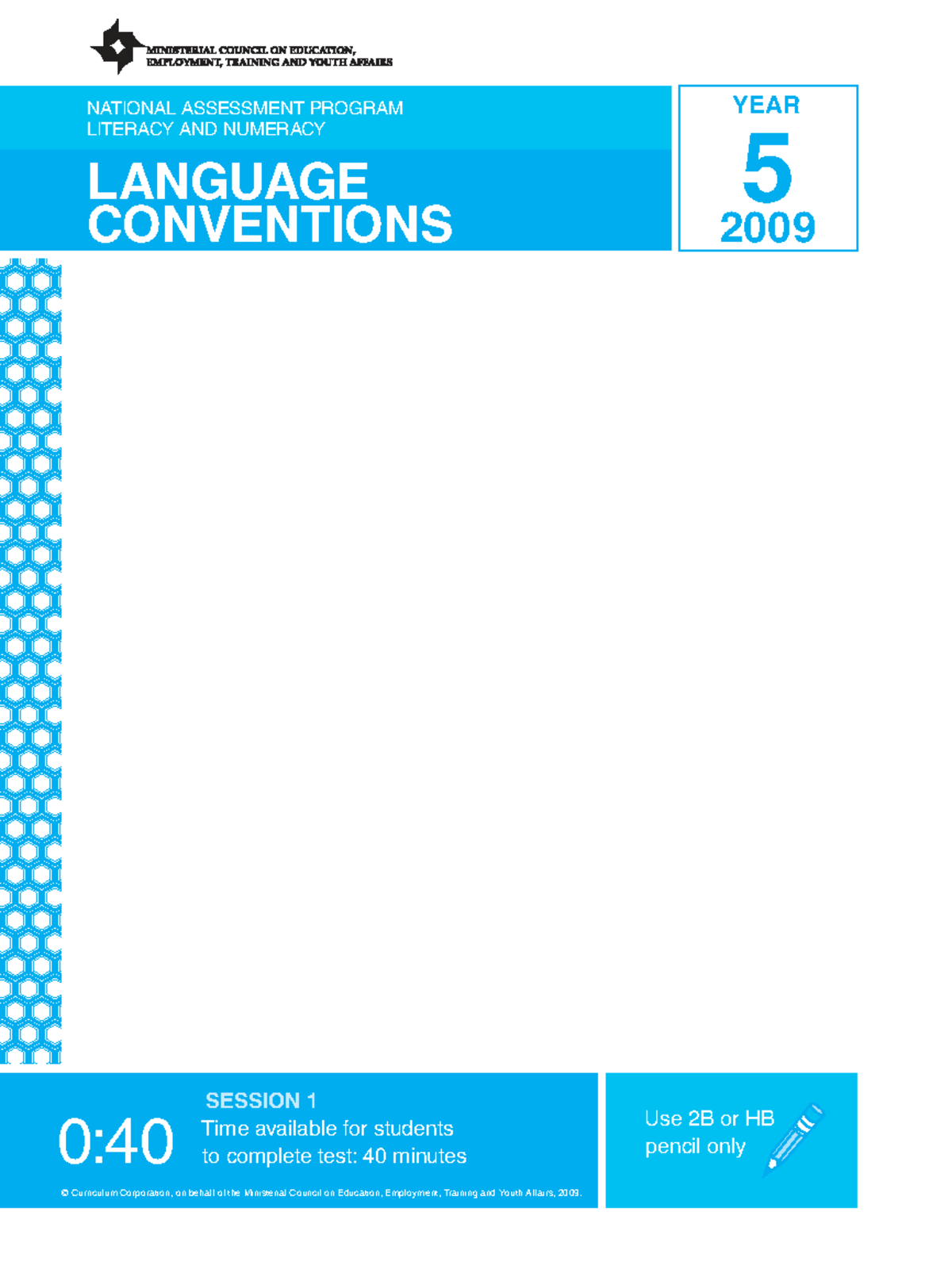 2009 Year 5 NAPLAN Language Conventions Practice Questions - Studocu