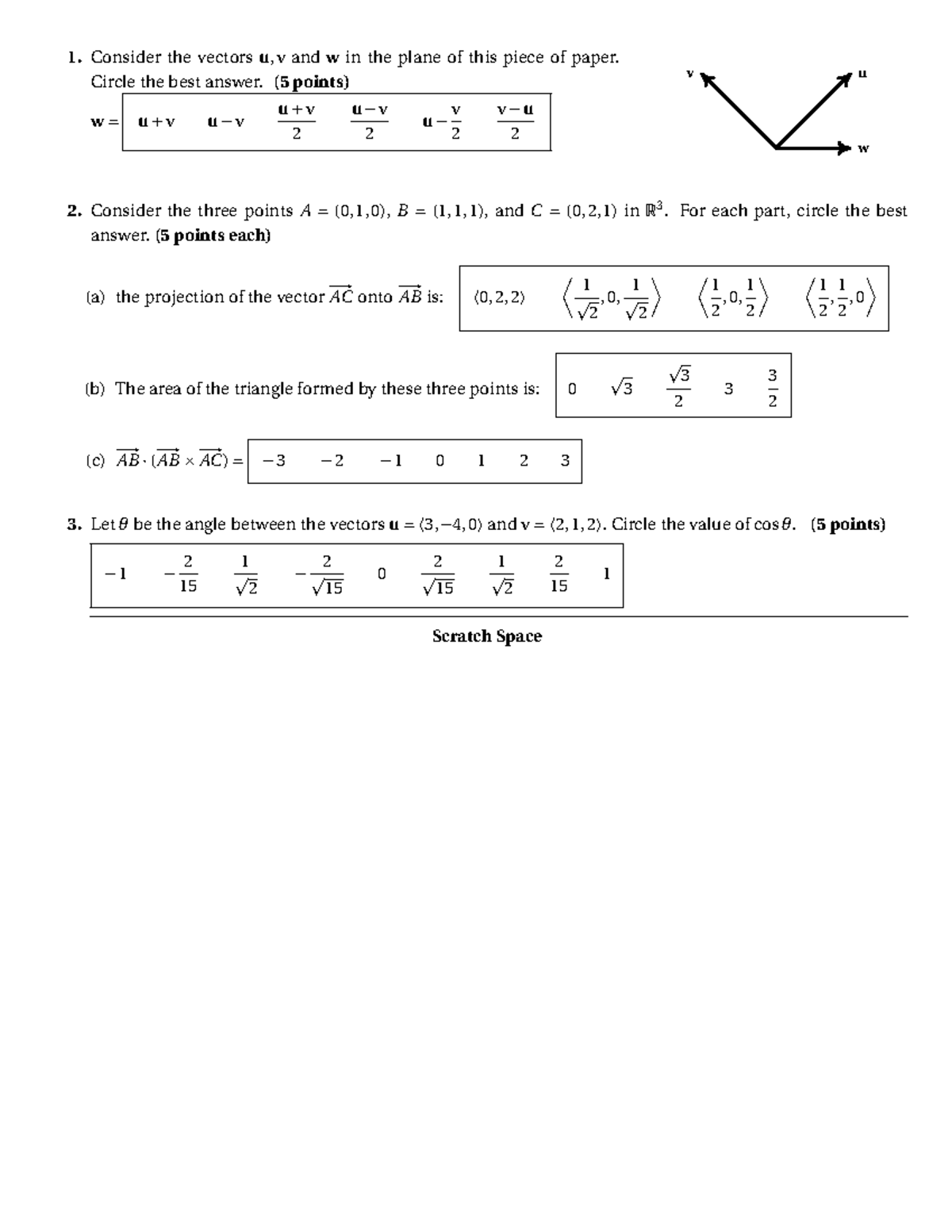 Math 241 Midterm 1 Practice Exam: Vector Projections & Limits - Studocu