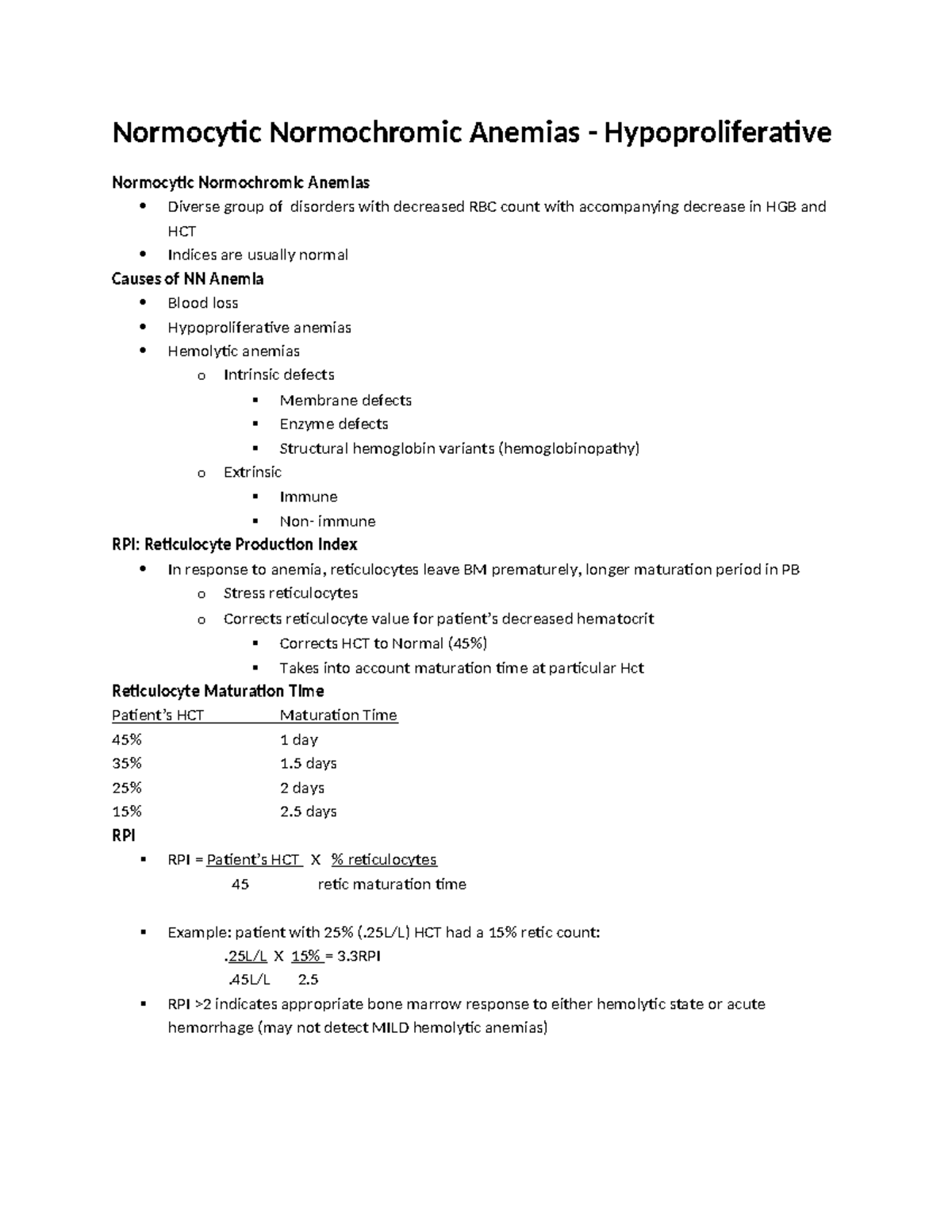 Normocytic Normochromic Anemias: Hypoproliferative Disorders Overview ...