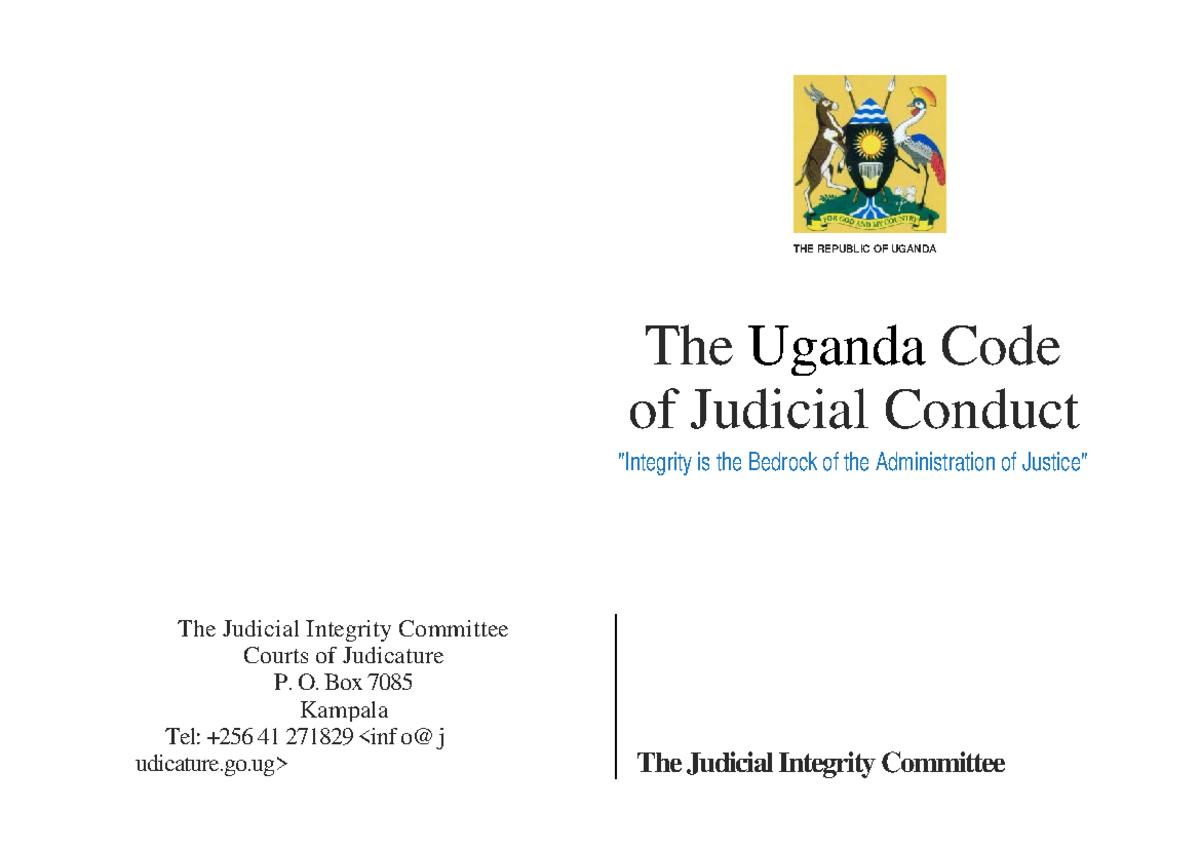 Judicial Ethics in Uganda: Comprehensive Code of Conduct Guide - Studocu