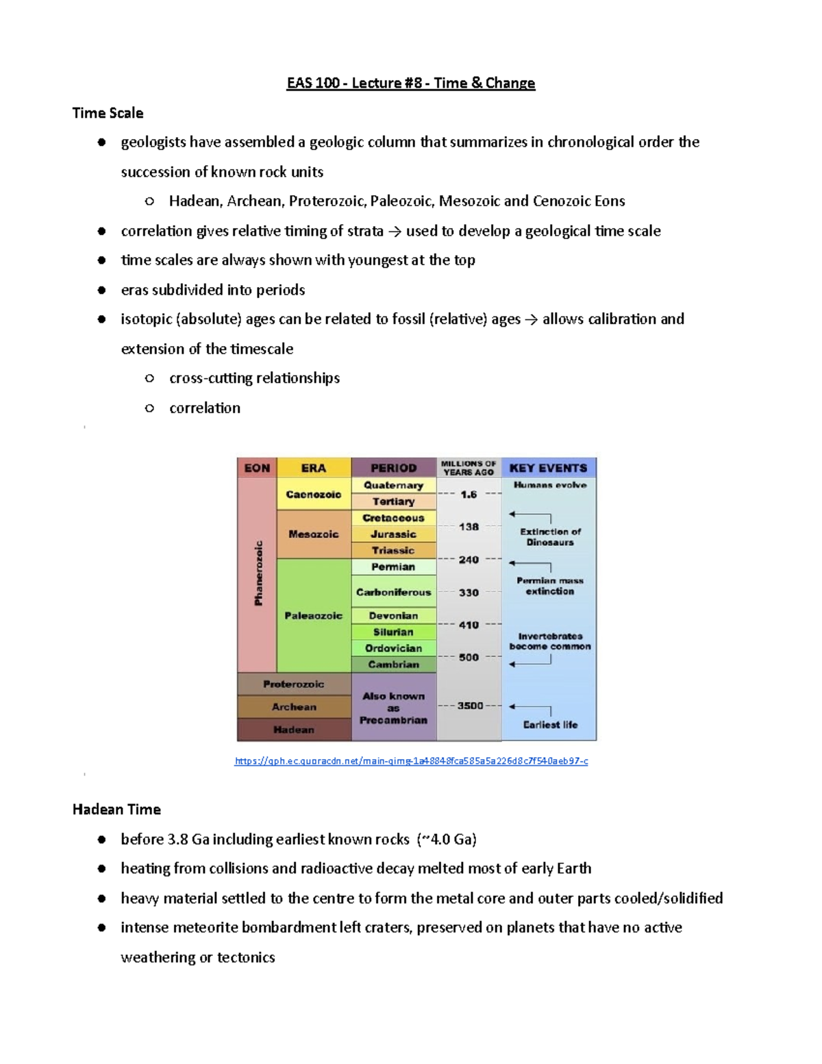 12. Time & Change - EAS 100 - Lecture #8 - Time & Change Time Scale ...