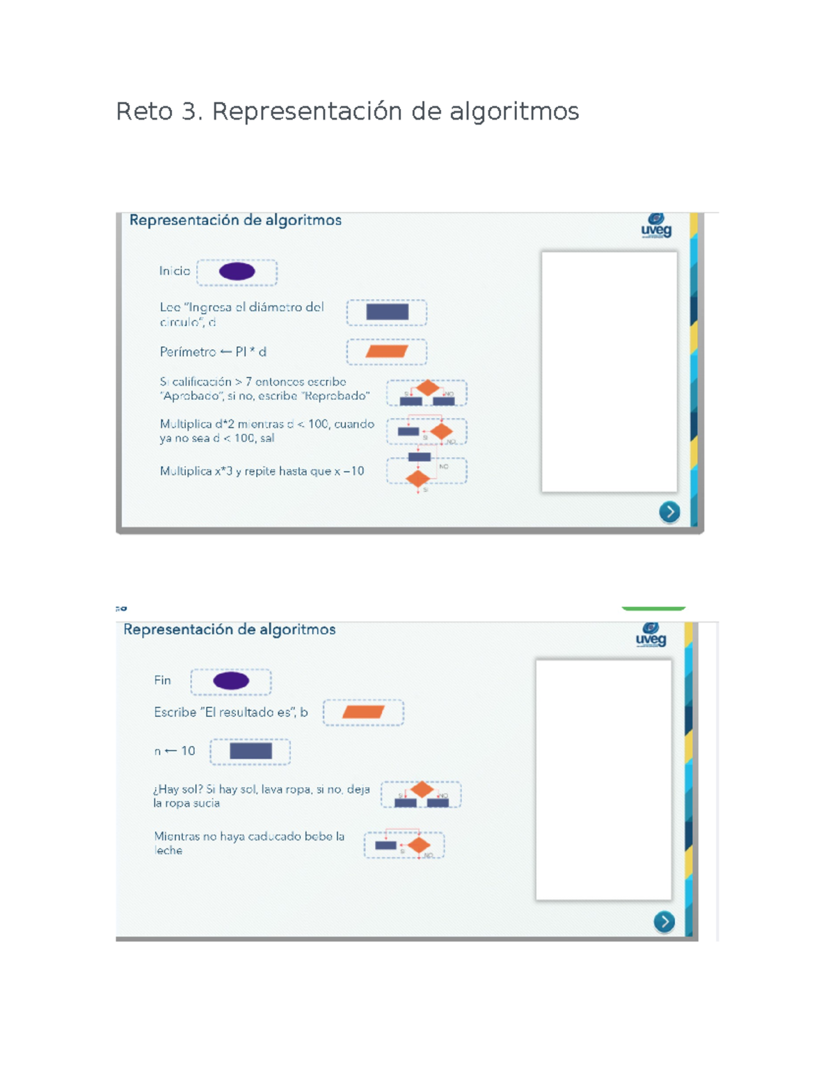 Reto 3 - Apuntes sobre Representación de Algoritmos UVEG - Studocu
