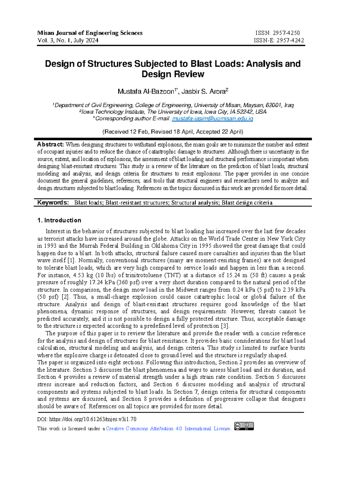 Design of Structures Subjected to Blast Loads: Analysis & Review MJES ...