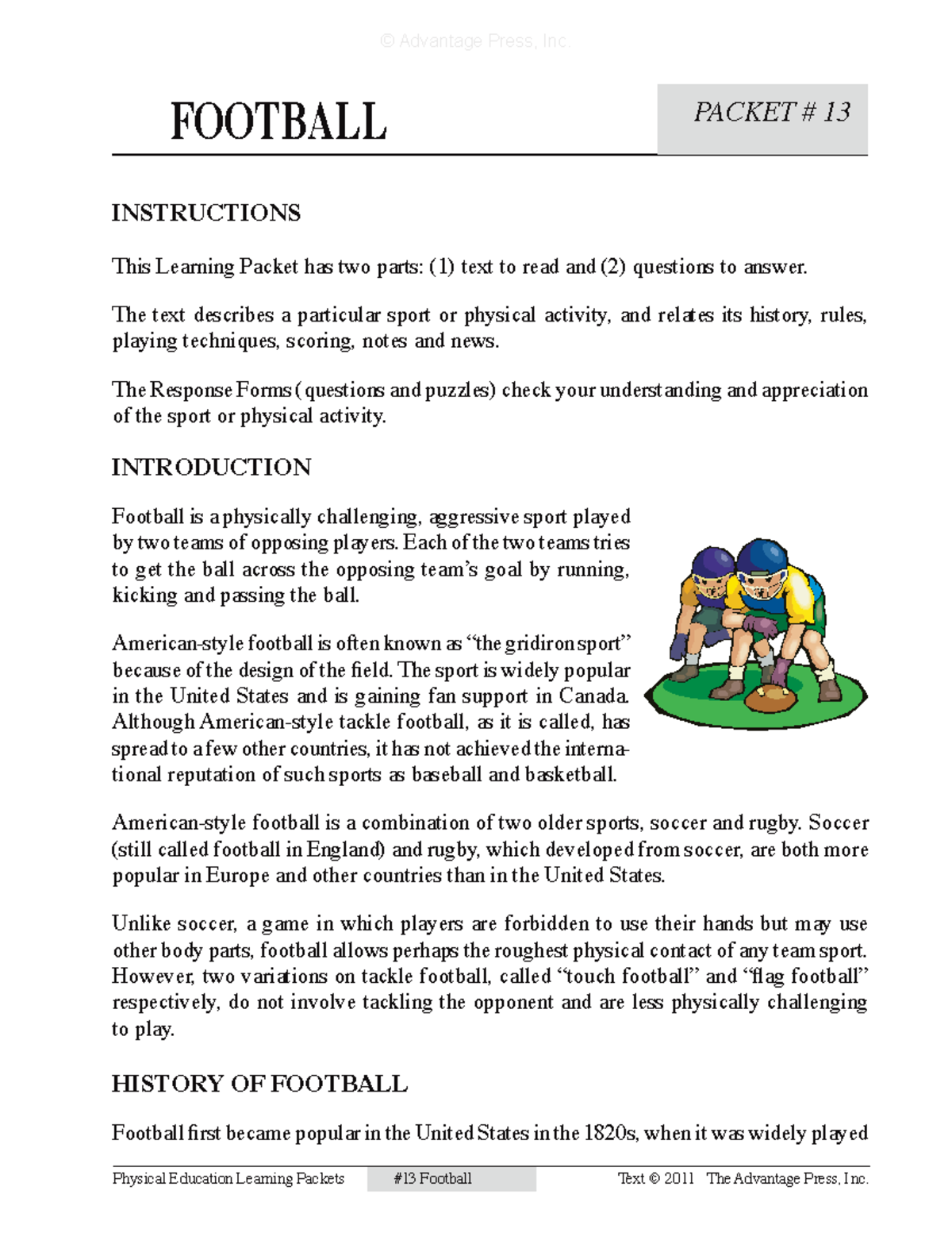 Football Packet 13: History, Rules, and Techniques of the Game - Studocu