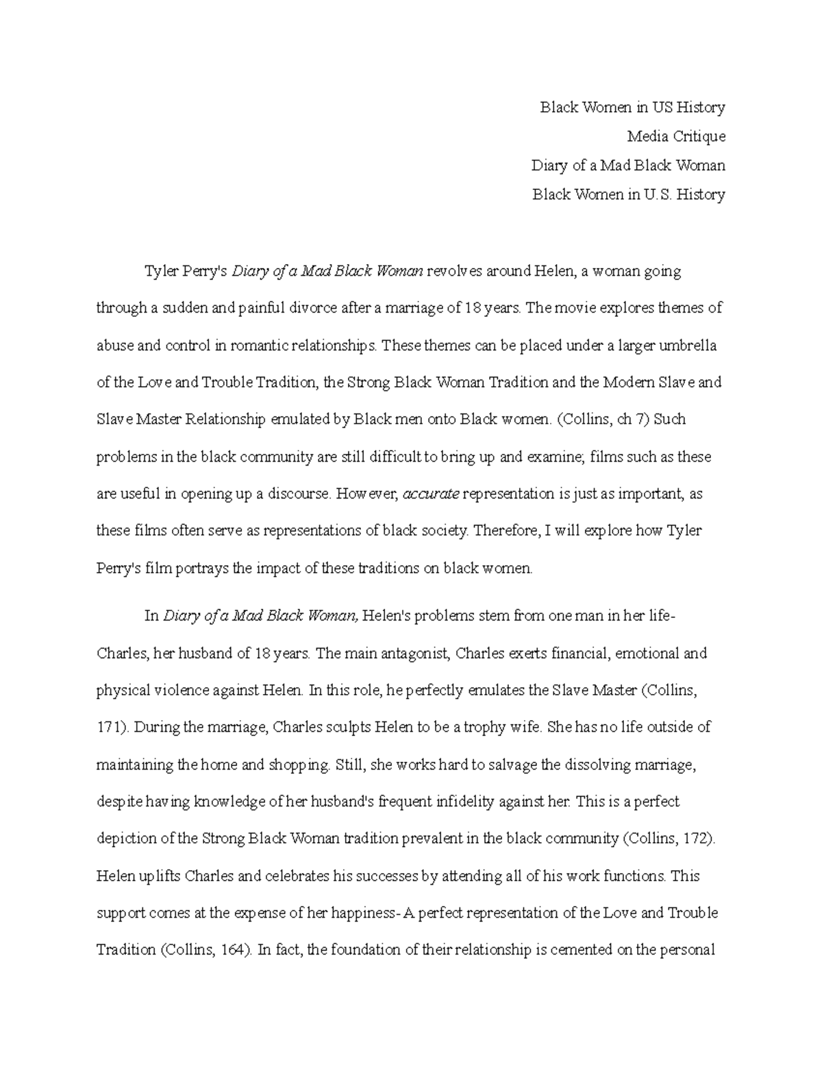 Diary of a Mad Black Woman - Media Critique - Black Women in US History Media Critique Diary of ...