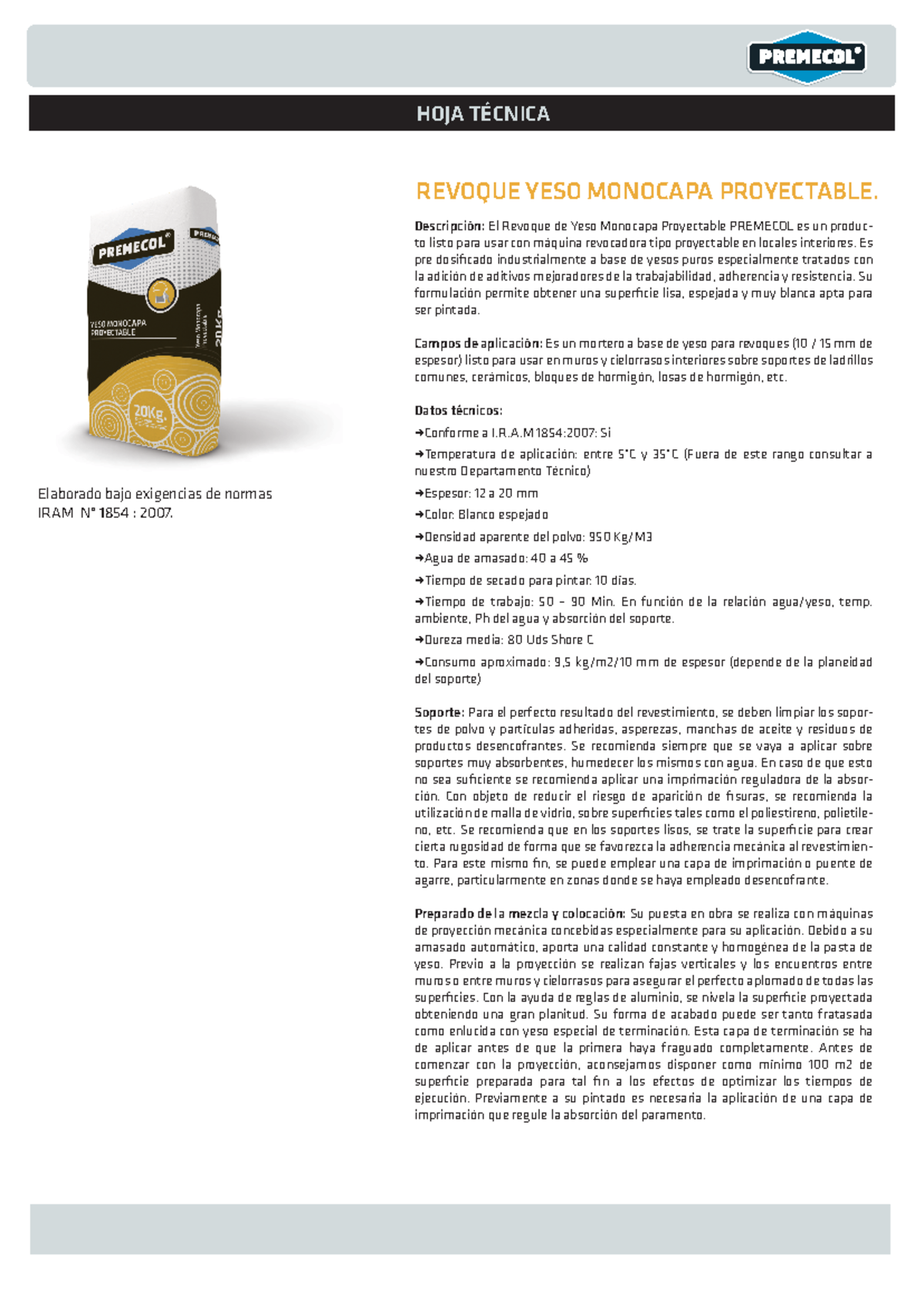 18 YESO - Revoque Monocapa Proyectable: Hoja Técnica y Aplicaciones ...