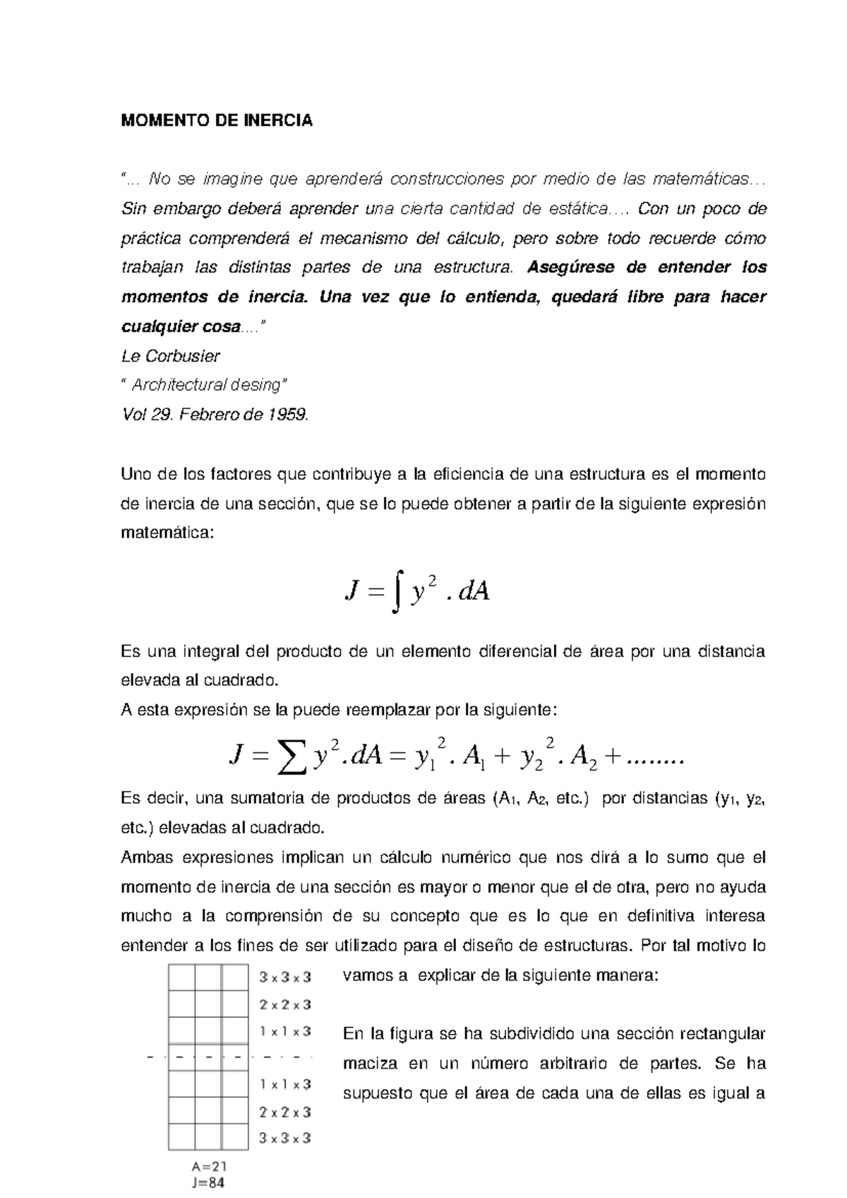 Momento DE Inercia Y Flecha Final(i) - MOMENTO DE INERCIA “... No se ...