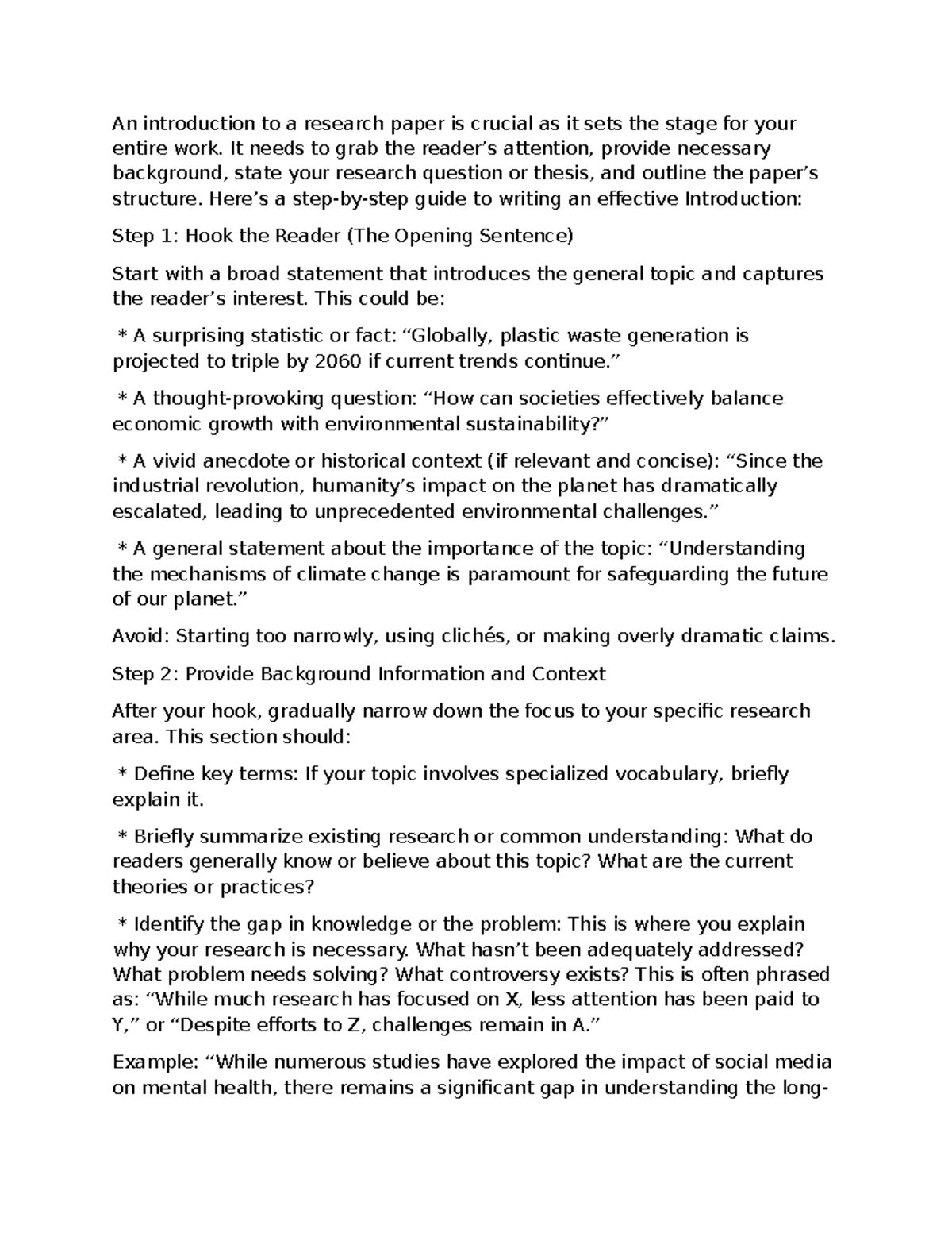 Writing an Effective Introduction for Research Papers: Sample 2 - Studocu