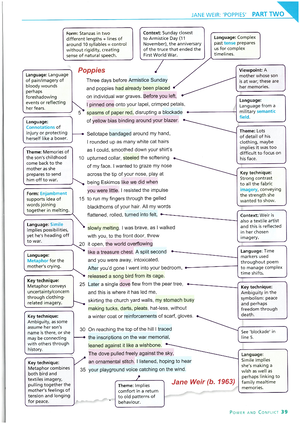 Poppies-Jane-Weir - AQA English GCSE Poetry: Power and Conflict Poppies ...