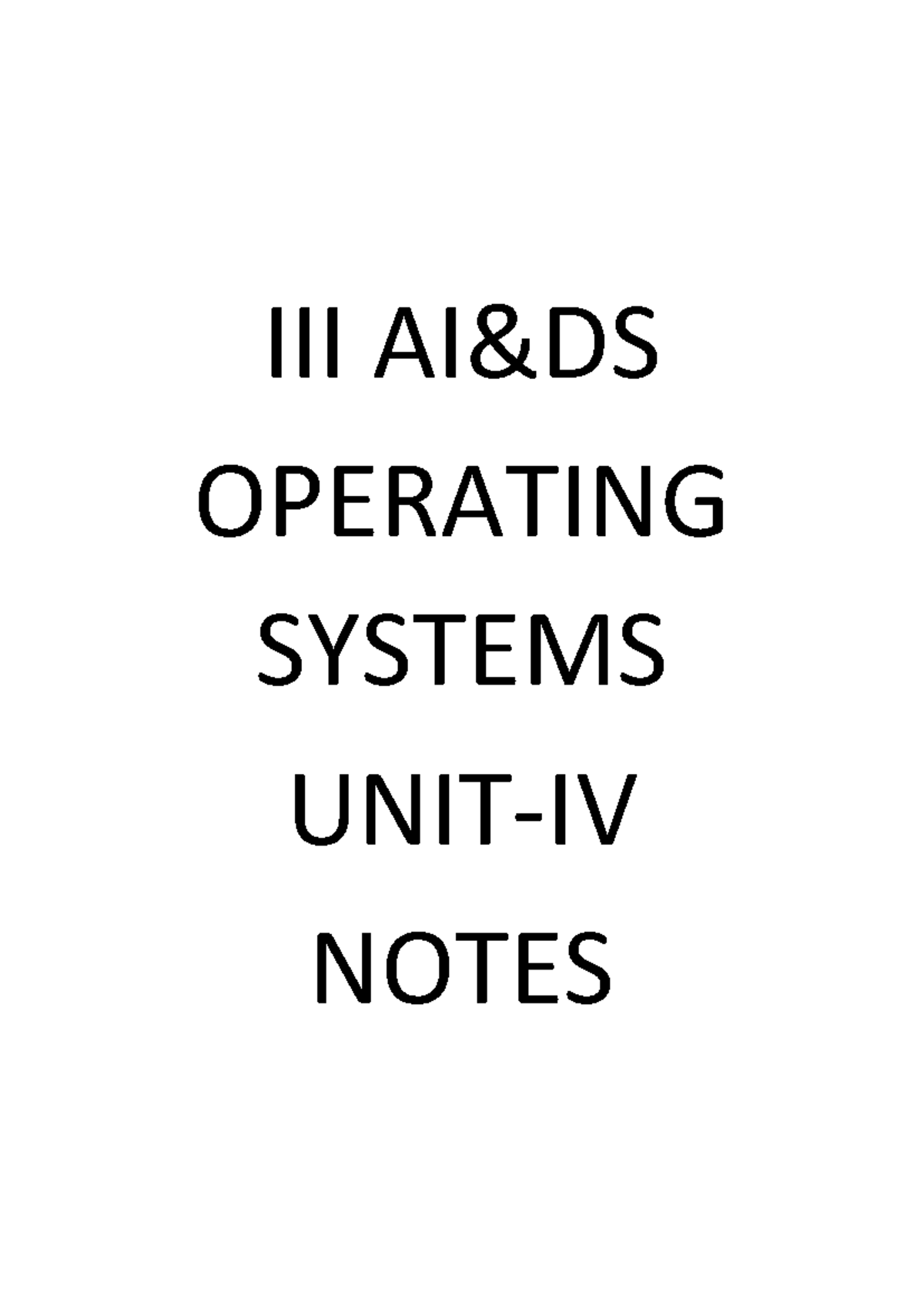 OS-UNIT-IV: Memory Management Strategies and Storage Overview - Studocu