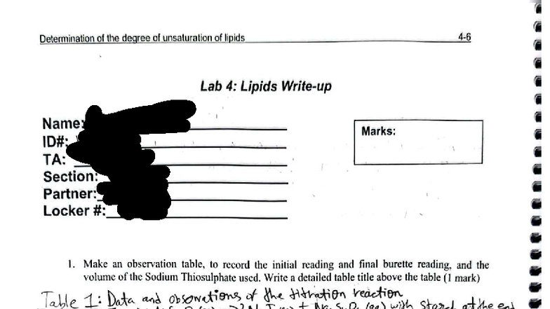 BIOC2580 Lab 4 Report: Degree of Unsaturation in Lipids - Studocu