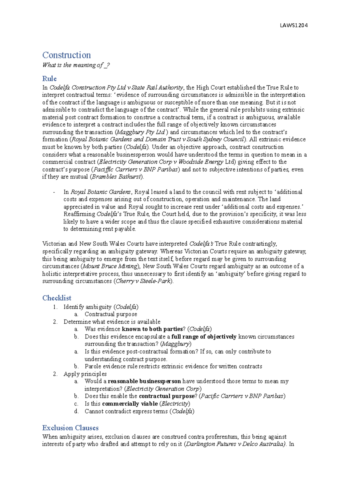 Contracts Cheat Sheet: Key Principles and Rules for Understanding - Studocu