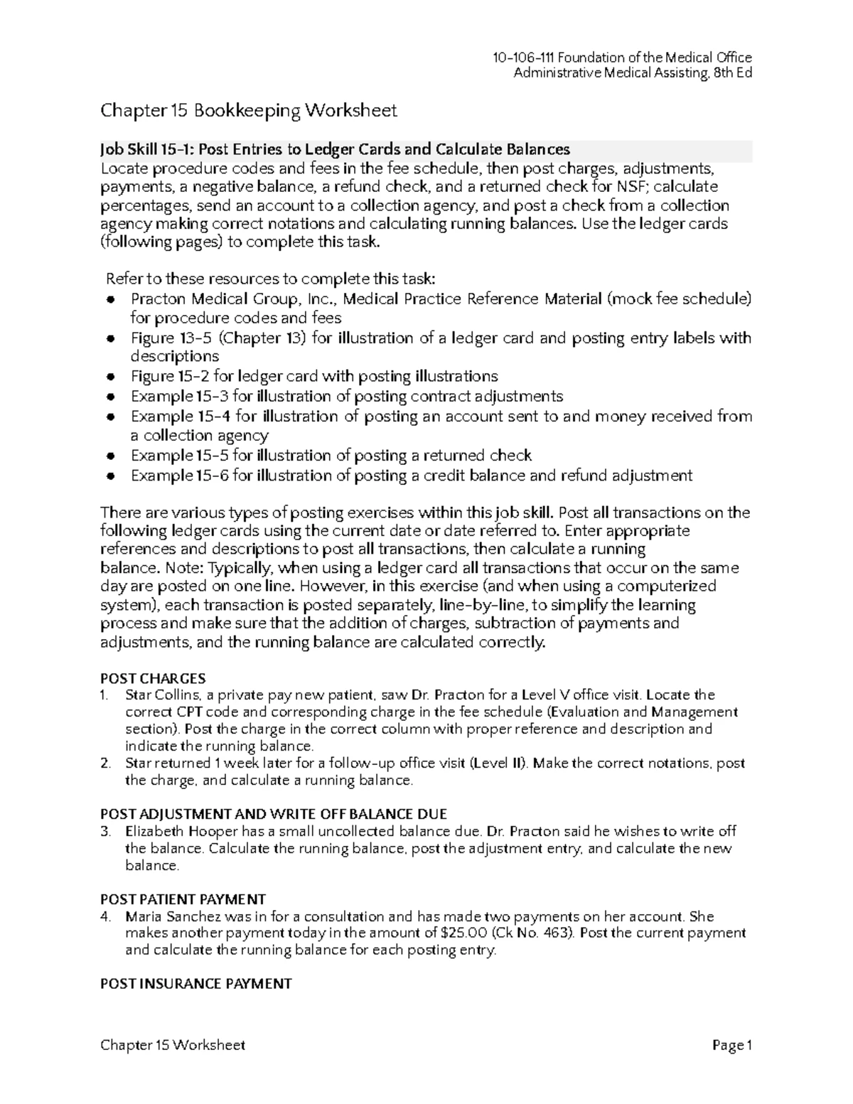 Chapter 7 Worksheet Christianson - Administrative Medical Assisting ...