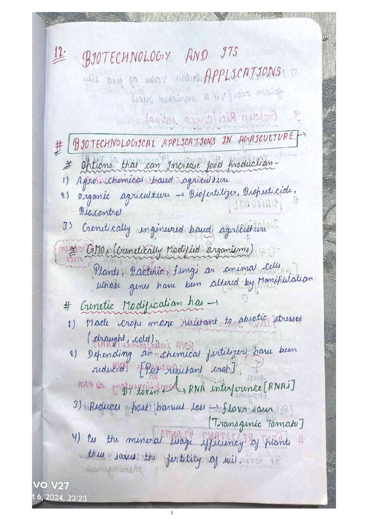 Biotechnology and Its Applications in Agriculture (IST 10) - Studocu
