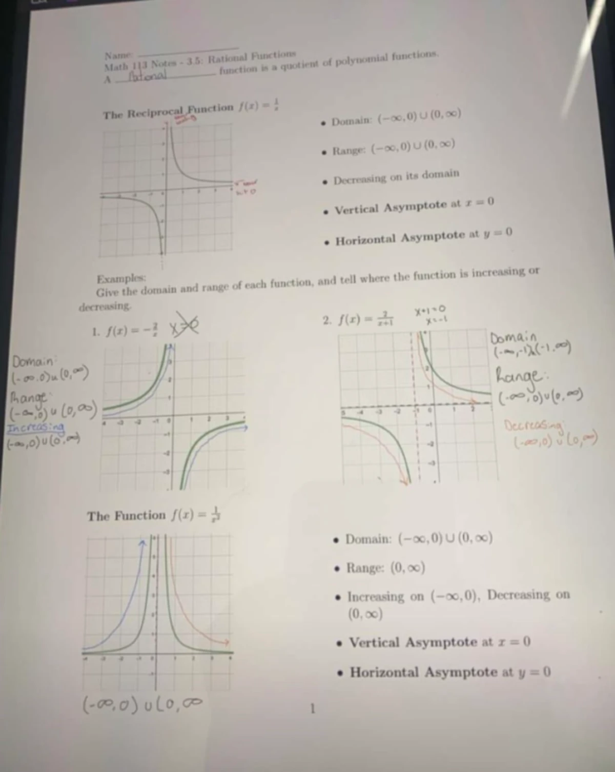 Math 113 part 12 - Notes for math 113 - Examples: If r varies directly ...