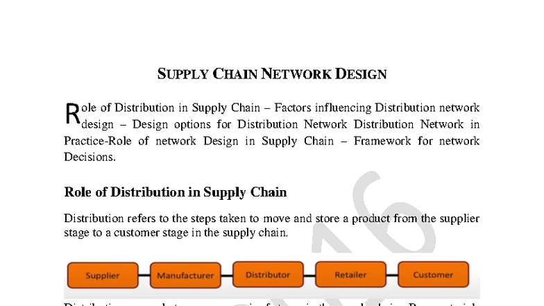 SCM-UNIT-2: Distribution Network Design in Supply Chain Management ...