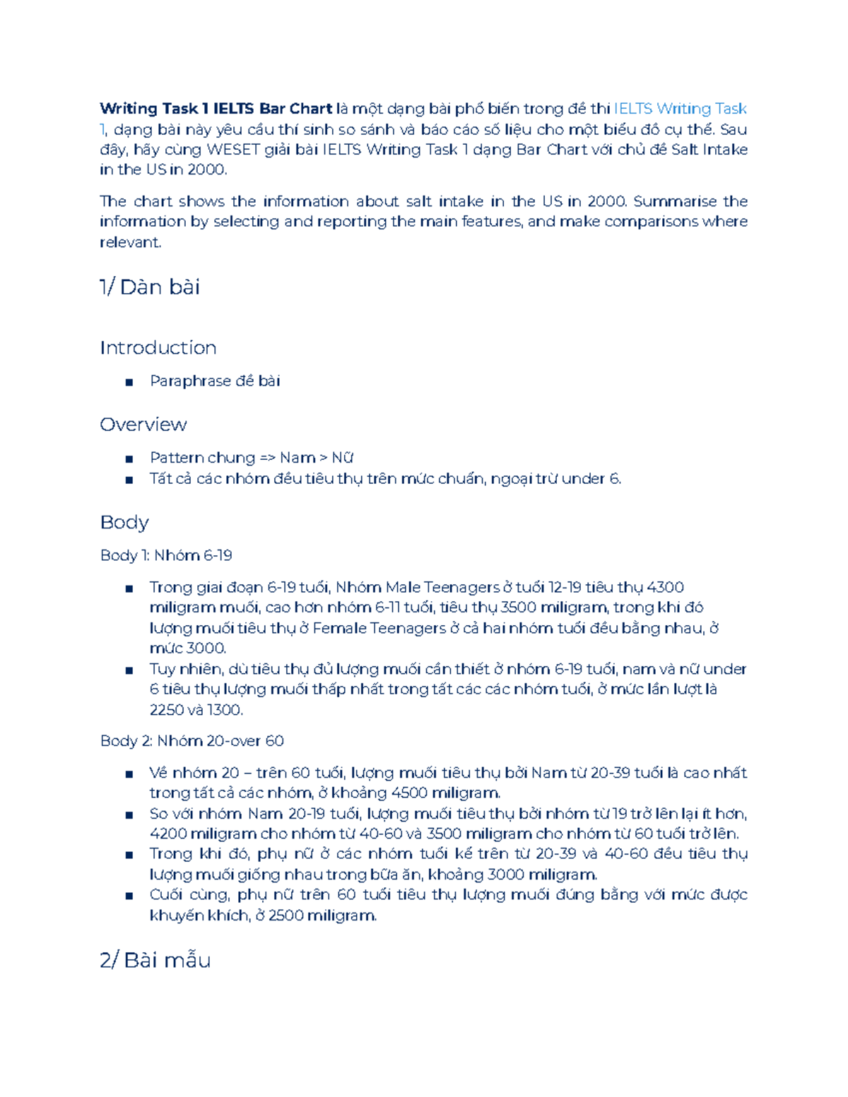 Writing Task 1 IELTS: Bar Chart on US Salt Intake Analysis - Studocu
