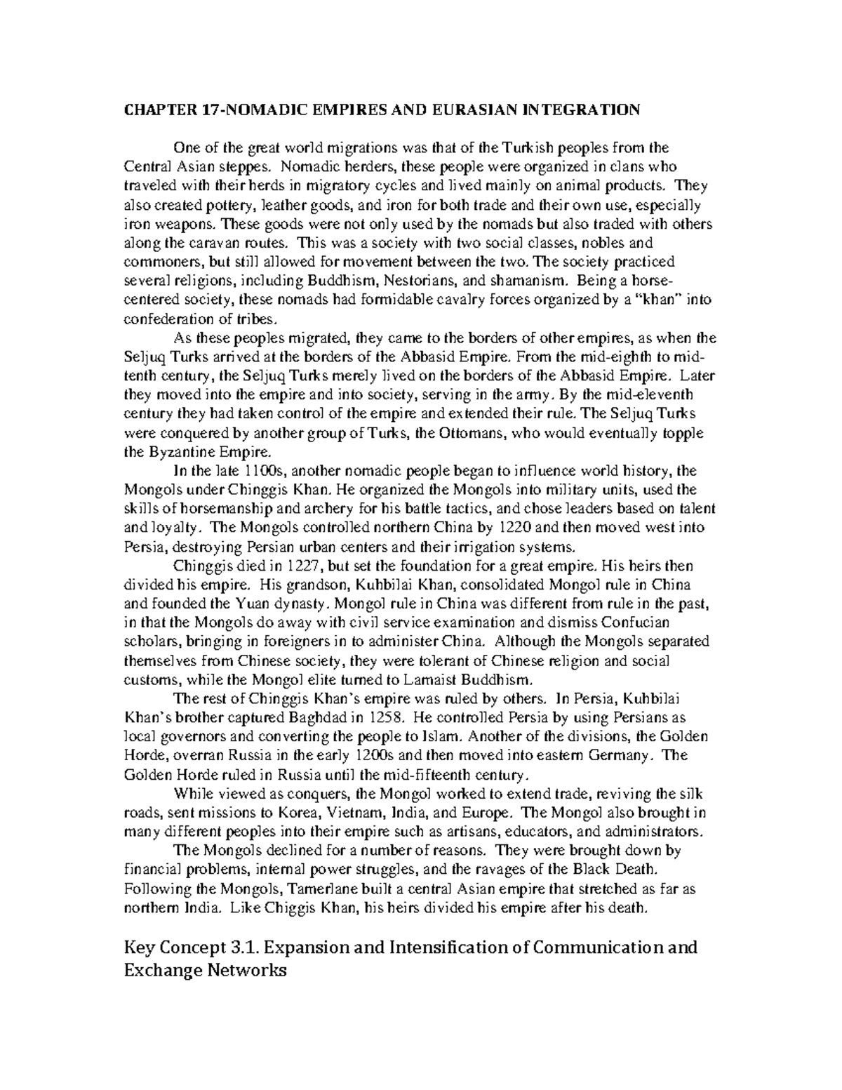 Bentley 5e Chapter 17 Nomadic Empires & Eurasian Integration Final ...