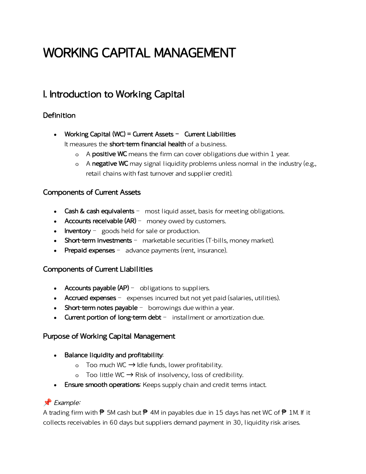 Working Capital Management: Key Concepts and Strategies (Course Code: 8 ...