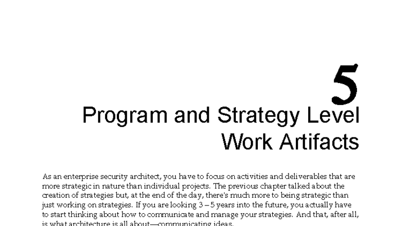 Chapter 5: Program and Strategy Level Work Artifacts in Cybersecurity ...