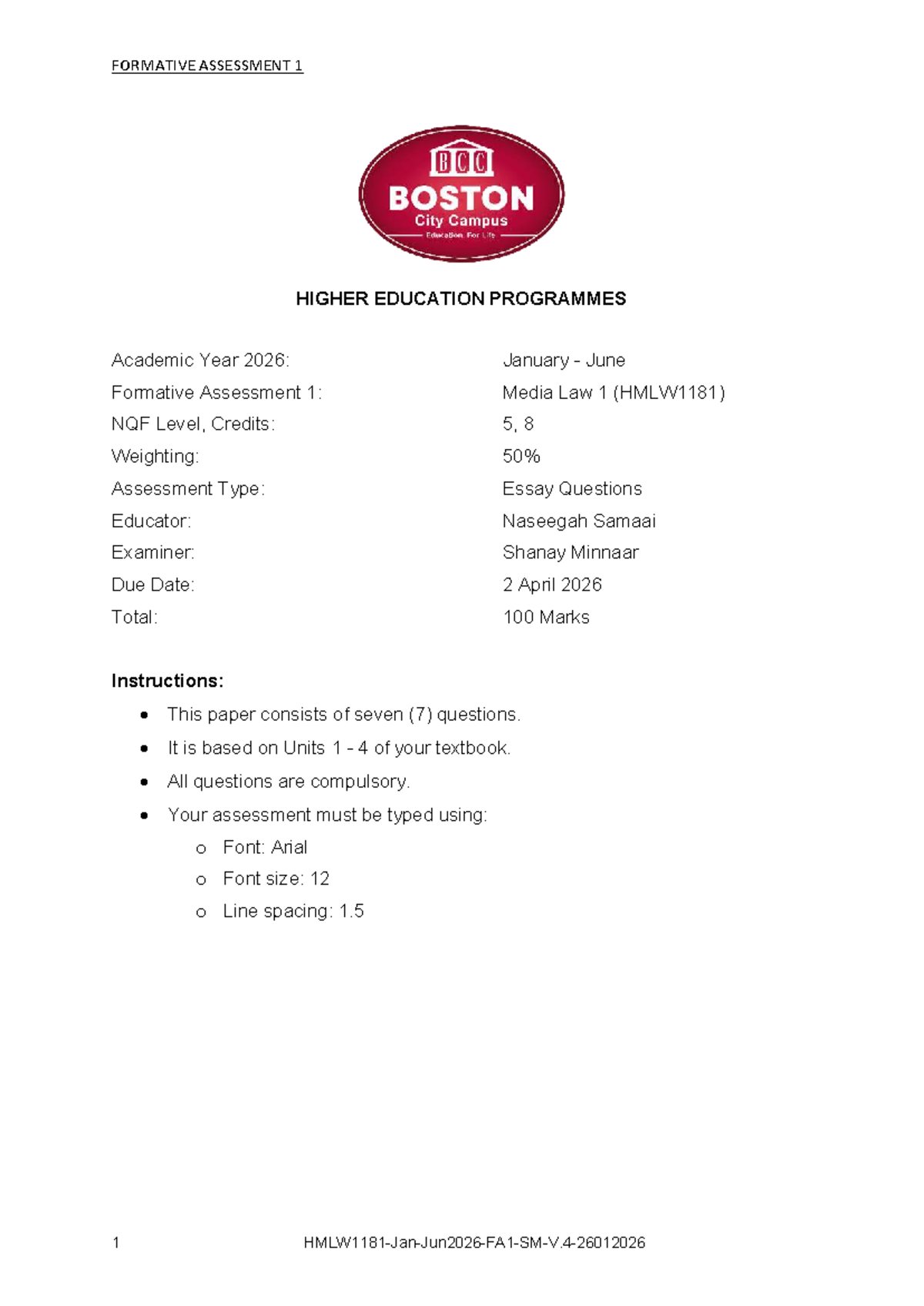 HMLW1181 Formative Assessment 1: Media Law Essay - Studocu