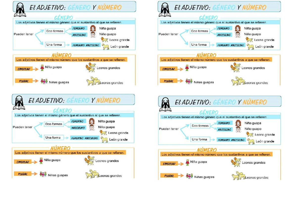 Adjetivo: género y número - explicación y ejemplos - Studocu