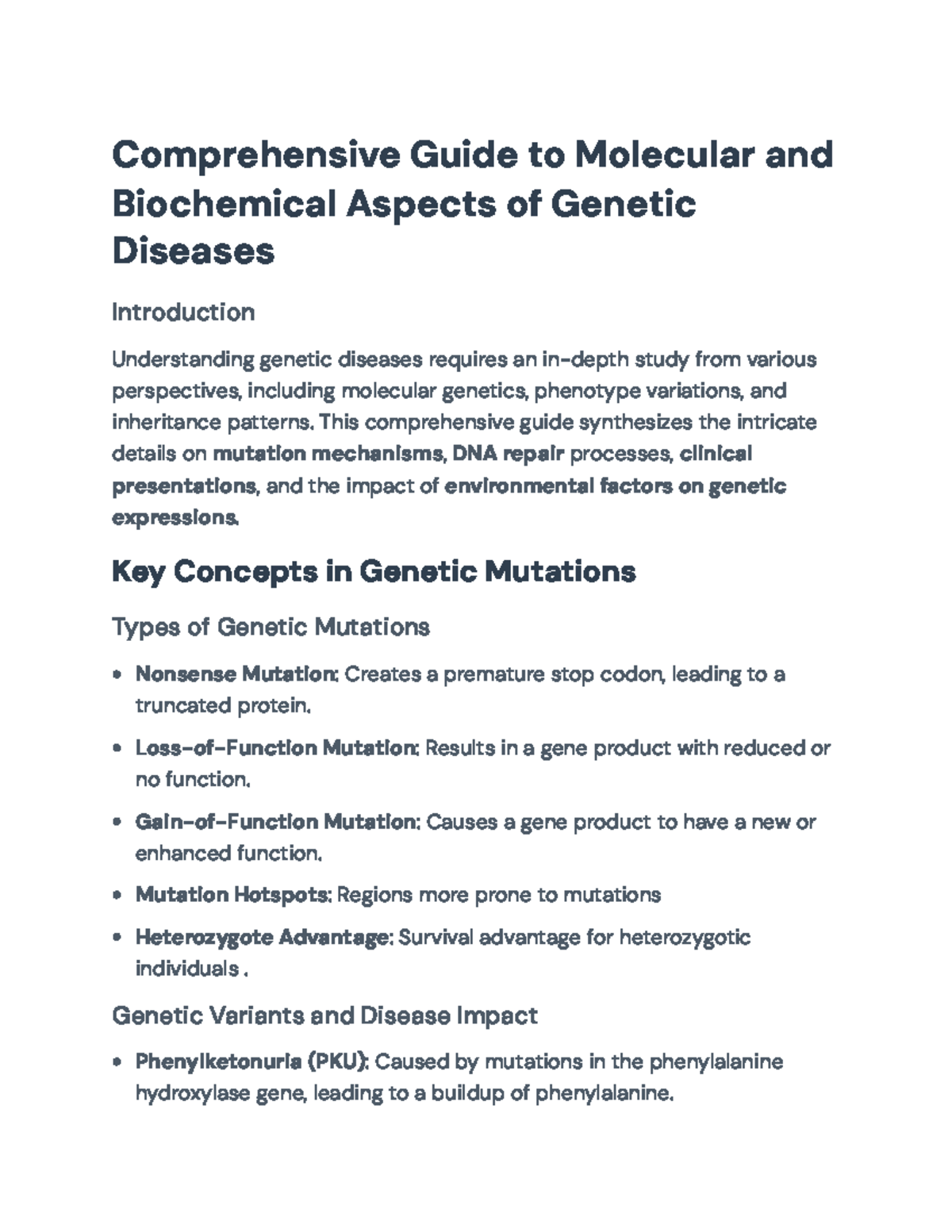 Comprehensive Guide to Genetic Diseases: Molecular & Biochemical ...