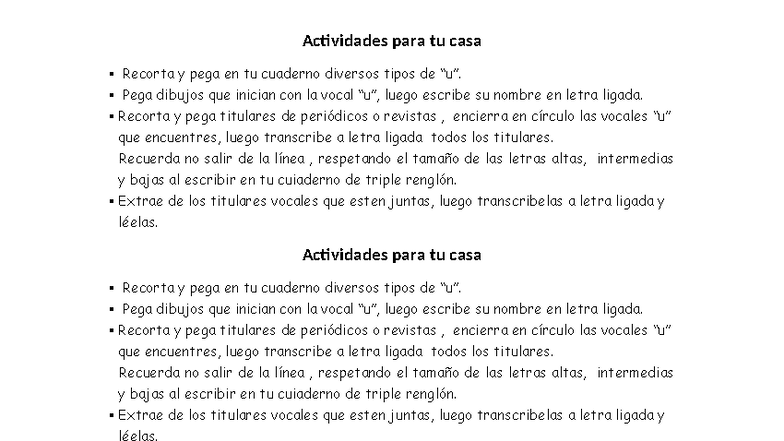 Actividades de Vocales: Recorta, Pega y Escribe en tu Cuaderno - Studocu