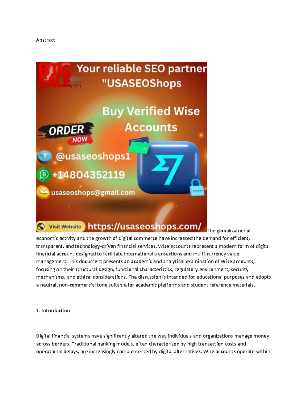 Analytical Overview of Wise Accounts: A Digital Finance Case Study ...