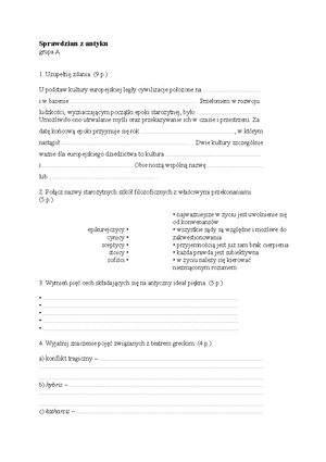 Sprawdzian - Geometria- Klasa 7 - Figury geometryczne - Studocu