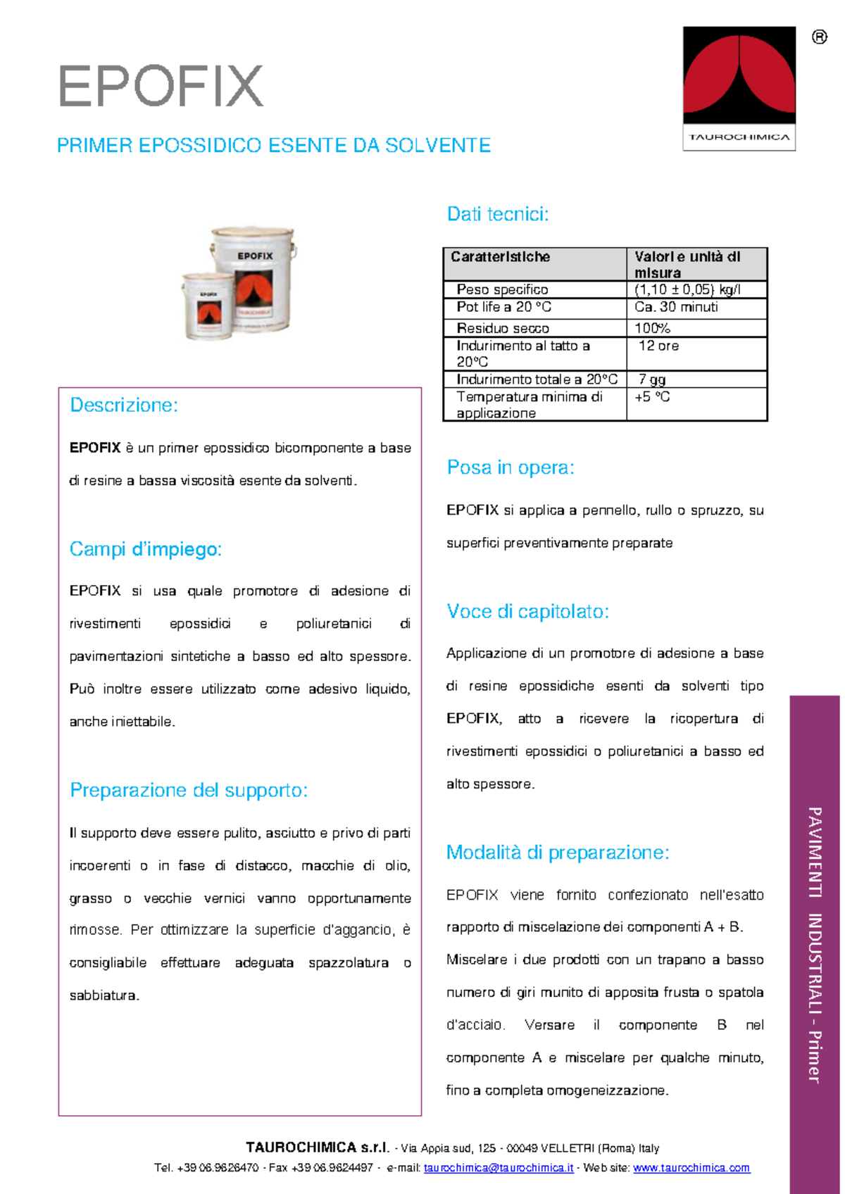 Epofix - EPOSSICIDI - TAUROCHIMICA s.r. - Via Appia sud, 125 - 00049 ...