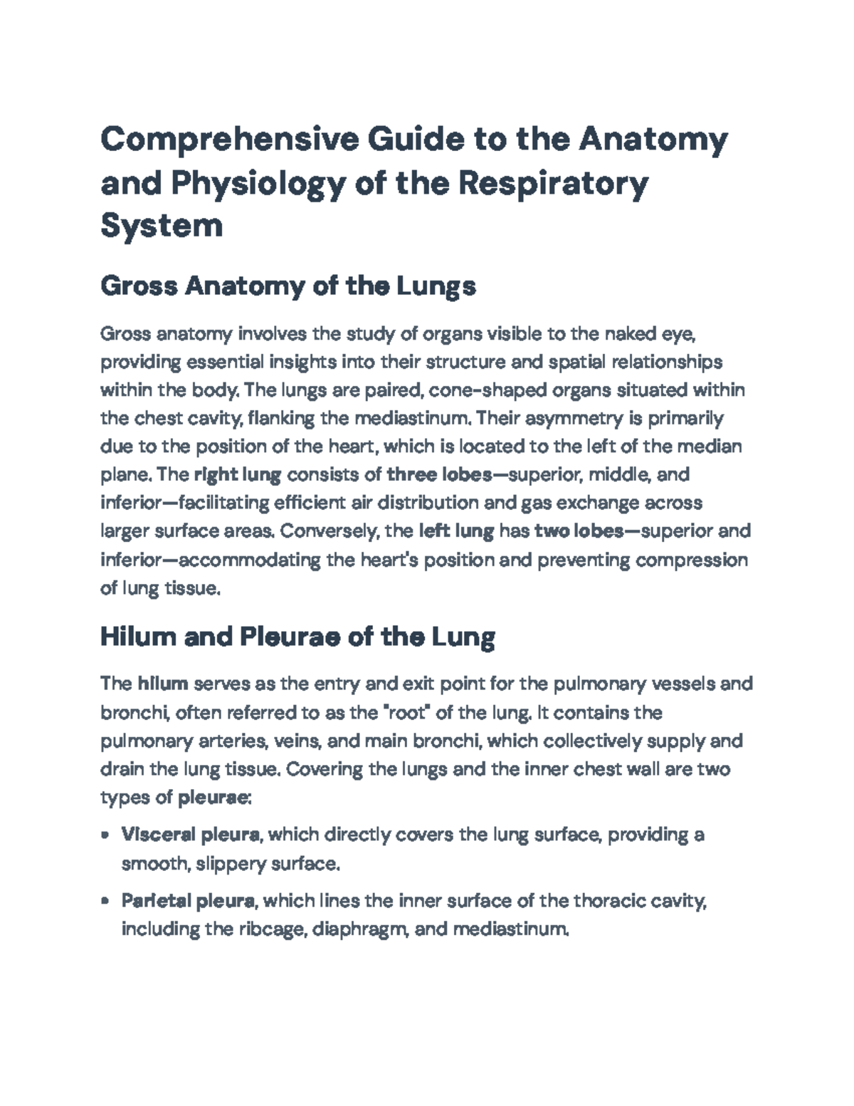 Comprehensive Overview of Respiratory System Anatomy & Physiology - Studocu