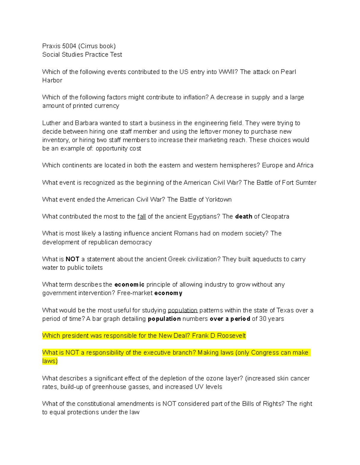 Praxis 5004 Social Studies Practice Test Overview and Key Concepts ...