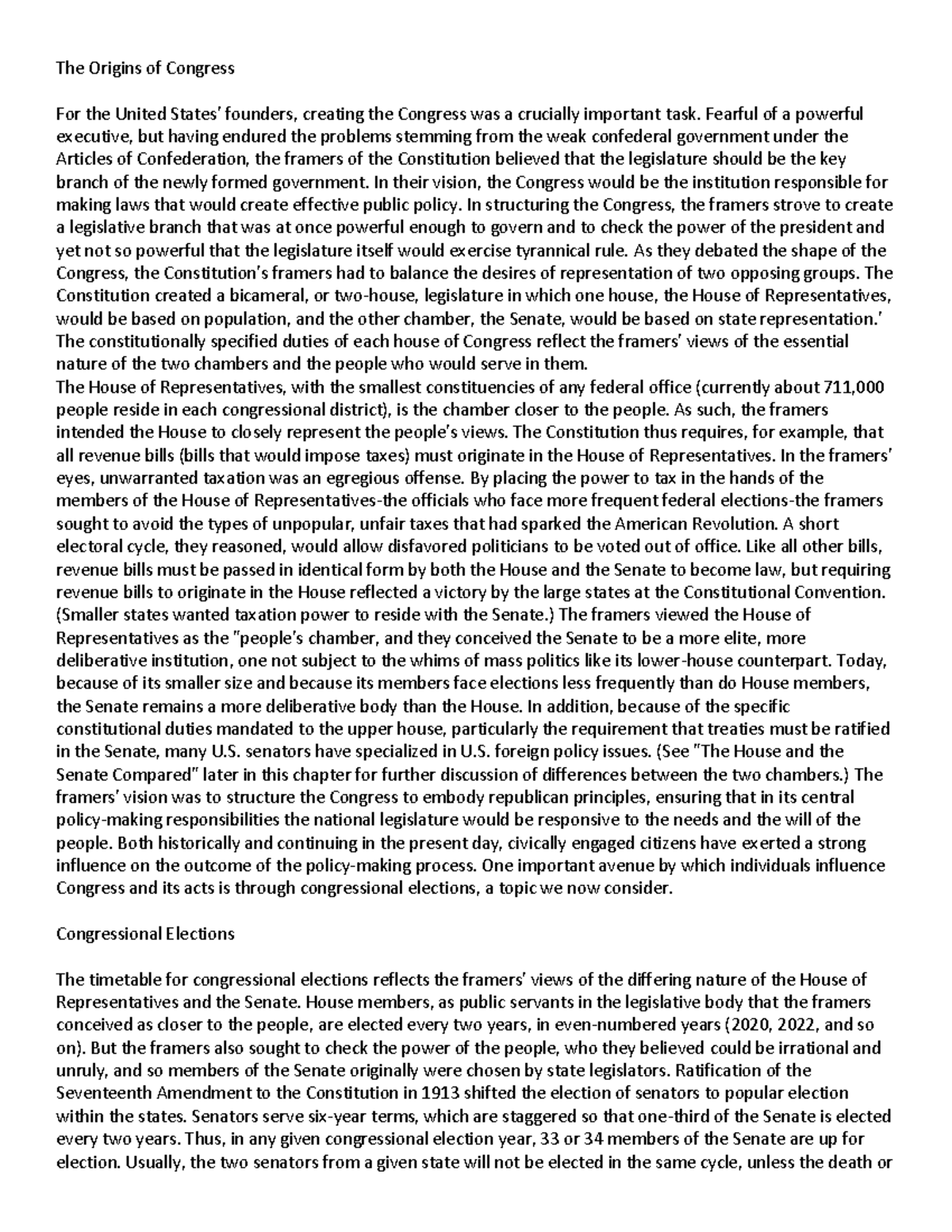 Chapter 12 textbook - hello - The Origins of Congress For the United ...